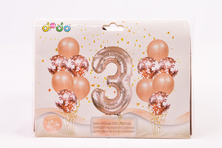 COTILLON: BOUQUET 13 GLOBOS NRO 3 ROSE 32" (HH2)