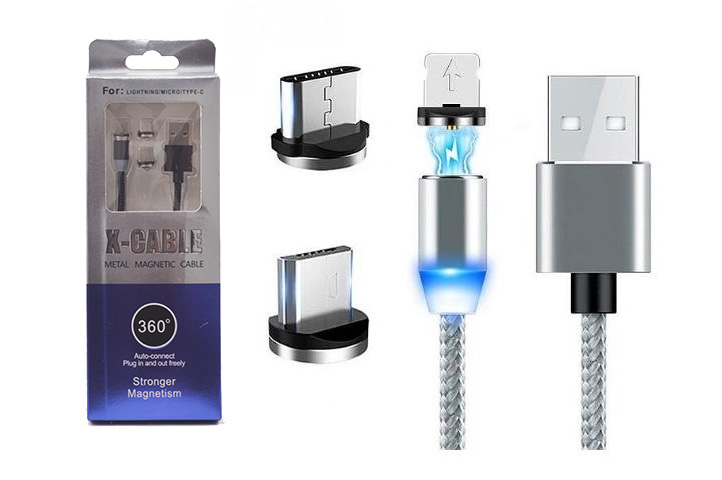 ELECTRONICA: CABLE CARGADOR USB IMANTADO FICHA 3 en 1 (CSN)