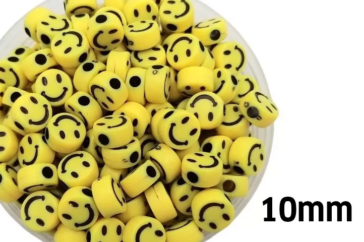 INSUMOS: CUENTAS PLASTICAS PASTILLA CARITA FELIZ COLOR AMARILLO x20gms (DB)