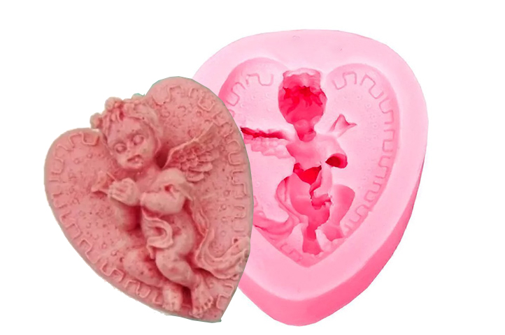 Molde silicona fondant o porcelana: MOLDE SILICONA CORAZON c/ANGEL (G03 ...
