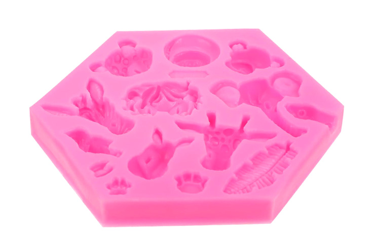 Molde silicona fondant o porcelana: MOLDE SILICONA 14 FIGURAS ANIMALES ...