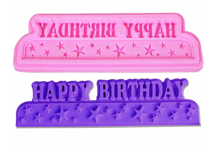 Moldes con palabras: MOLDE SILICONA CARTEL HAPPY BIRTHDAY c/ESTRELLAS ...