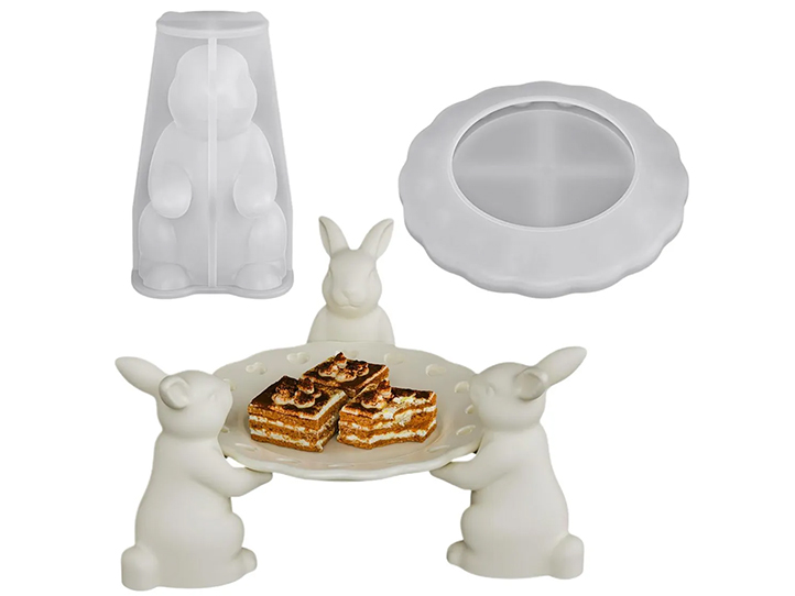 Moldes para yeso o concreto: MOLDE SILICONA p/CONEJO Y PLATO (4268) (CNA)