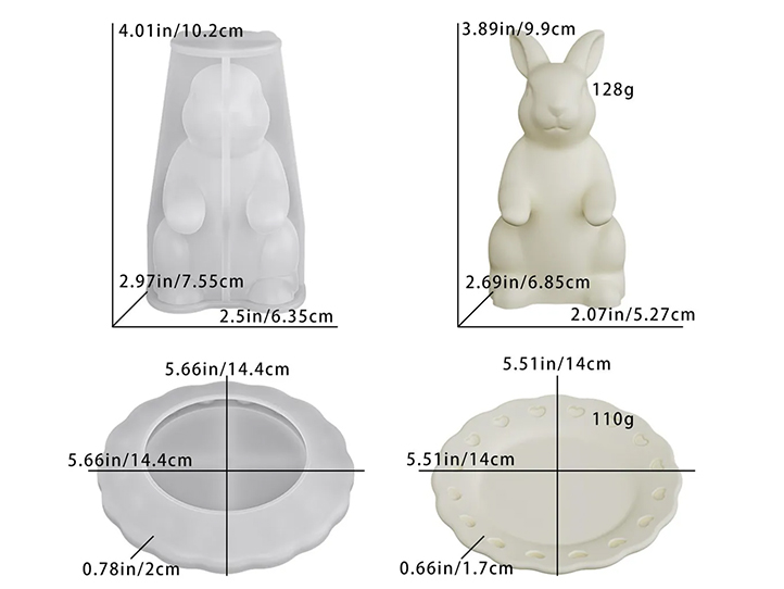 Moldes para yeso o concreto: MOLDE SILICONA p/CONEJO Y PLATO (4268) (CNA)