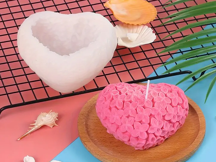 Moldes con corazones: MOLDE SILICONA CORAZON c/FLORES GRANDE (173) (LIS)