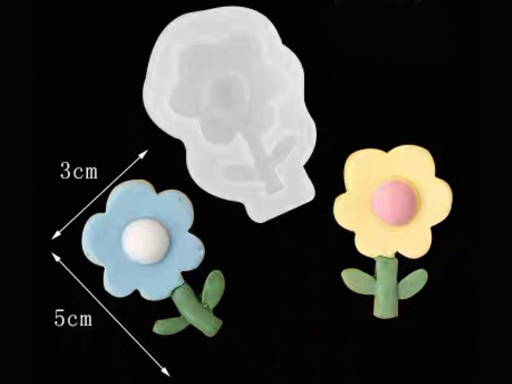 MOLDES DE SILICONA: MOLDE SILICONA FLOR 5 PETALOS c/ HOJAS (Q049) (LIS)