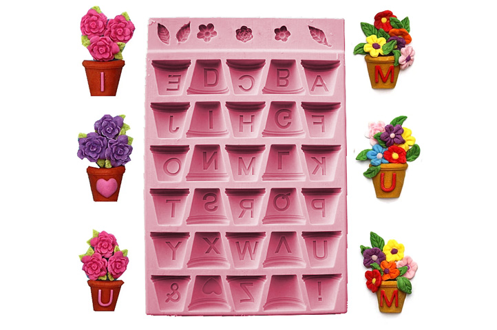 Molde silicona fondant o porcelana: MOLDE SILICONA LETRAS EN MACETAS ...