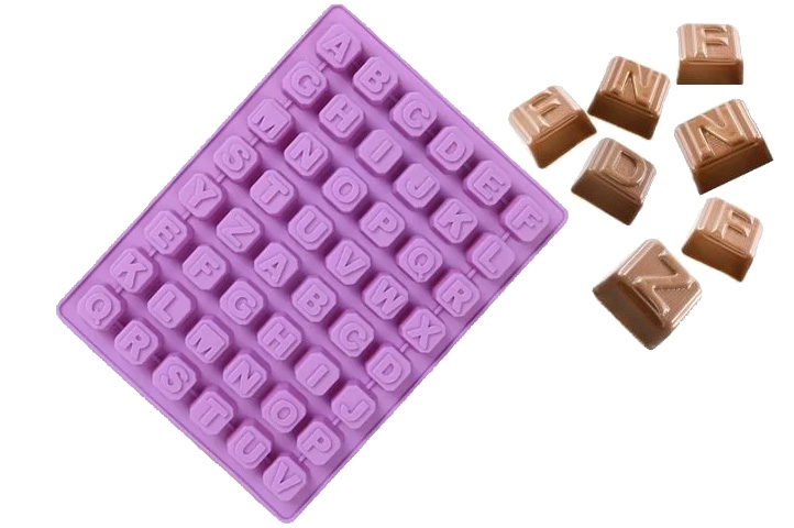 Moldes con letras y numeros: MOLDE SILICONA 48 LETRAS CHOCO MENSAJES (CS)