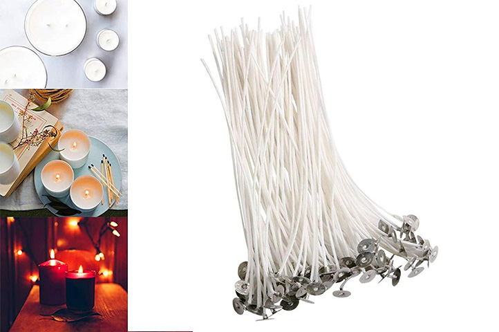 INSUMOS: SET 100 MECHAS PABILO c/OJALILLO 10cm p/VELAS (CS)