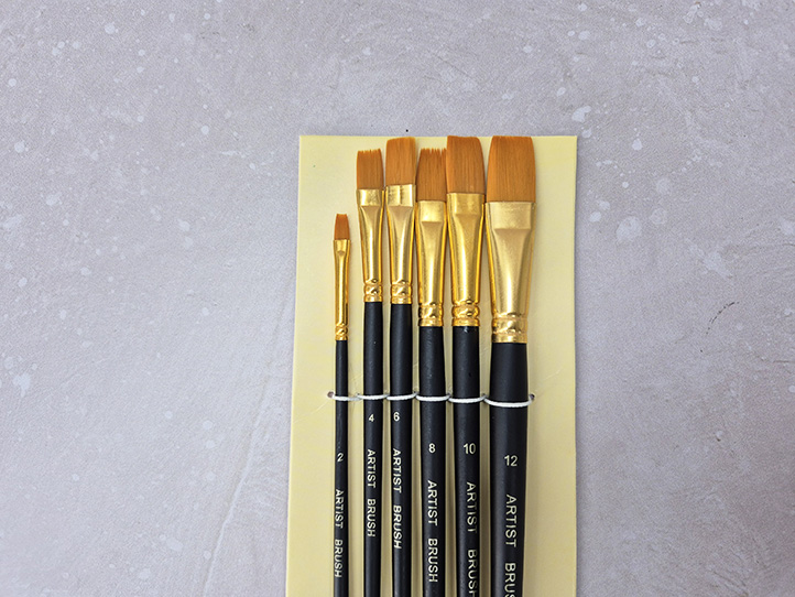 Pinceles para arte: PACK 6 PINCELES LINEA DORADA PUNTA RECTA 21341 (CLI)