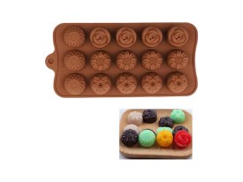 Moldes con flores y hojas: MOLDE SILICONA 15 BOMBONES FLORES SURTIDAS (LIS)